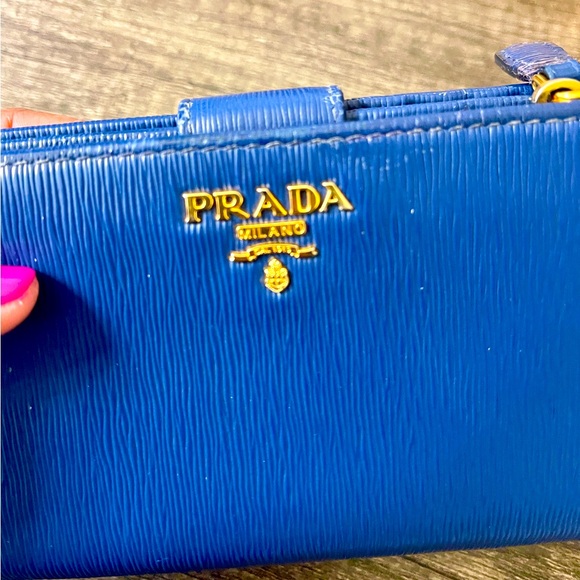 Prada | Bags | Prada Blue Wallet | Poshmark